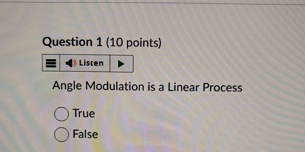 Solved Question 1 (10 ﻿points)Angle Modulation is a Linear | Chegg.com