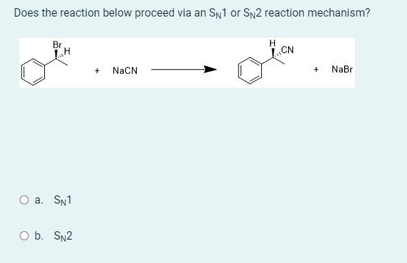Solved Does the reaction below proceed via an SN1 ﻿or SN2 | Chegg.com