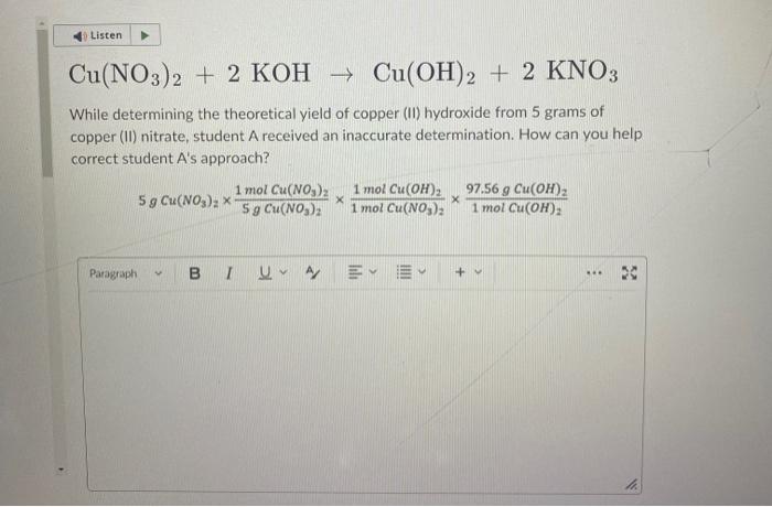 Solved \\[ \\mathrm{Cu}\\left(\\mathrm{NO}_{3}\\right)_{2}+2 | Chegg.com