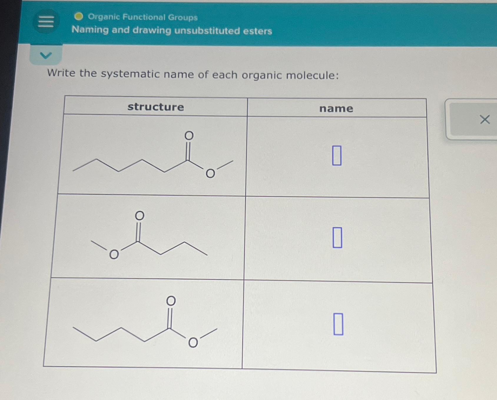 Solved Organic Functional GroupsNaming and drawing | Chegg.com