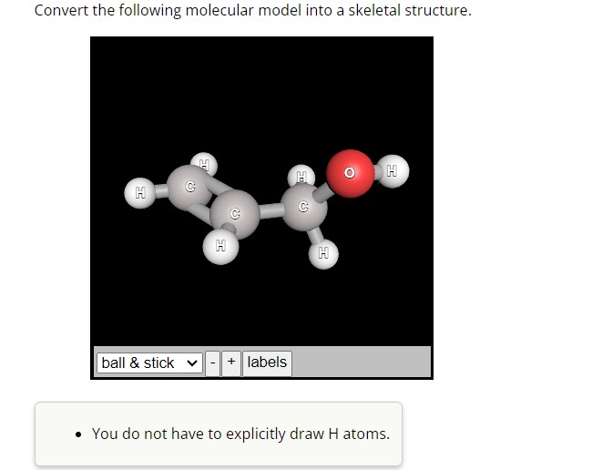 Solved Convert the following molecular model into a skeletal | Chegg.com
