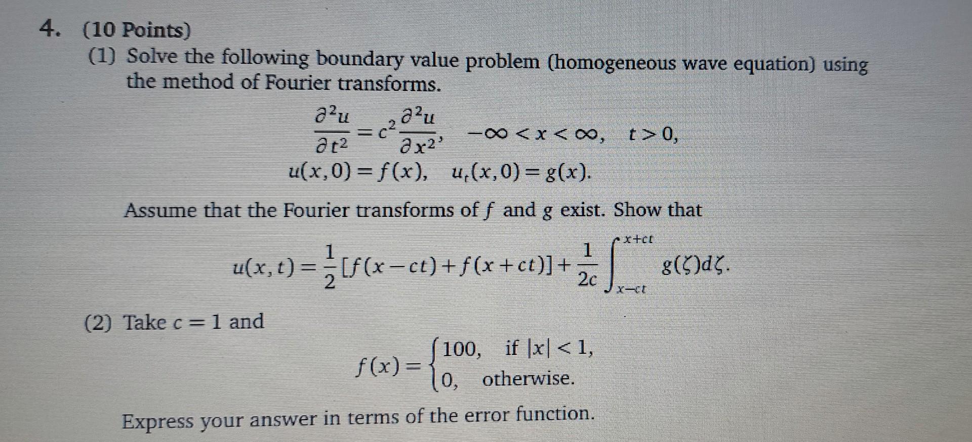 (10 Points) (1) Solve the following boundary value | Chegg.com