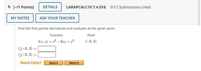Solved 9. (-/1 Points) DETAILS LARAPCALC10 7.4.018. 0/12 | Chegg.com Solved 9. (-/1 Points) DETAILS LARAPCALC10 7.4.018. 0/12 | Chegg.com