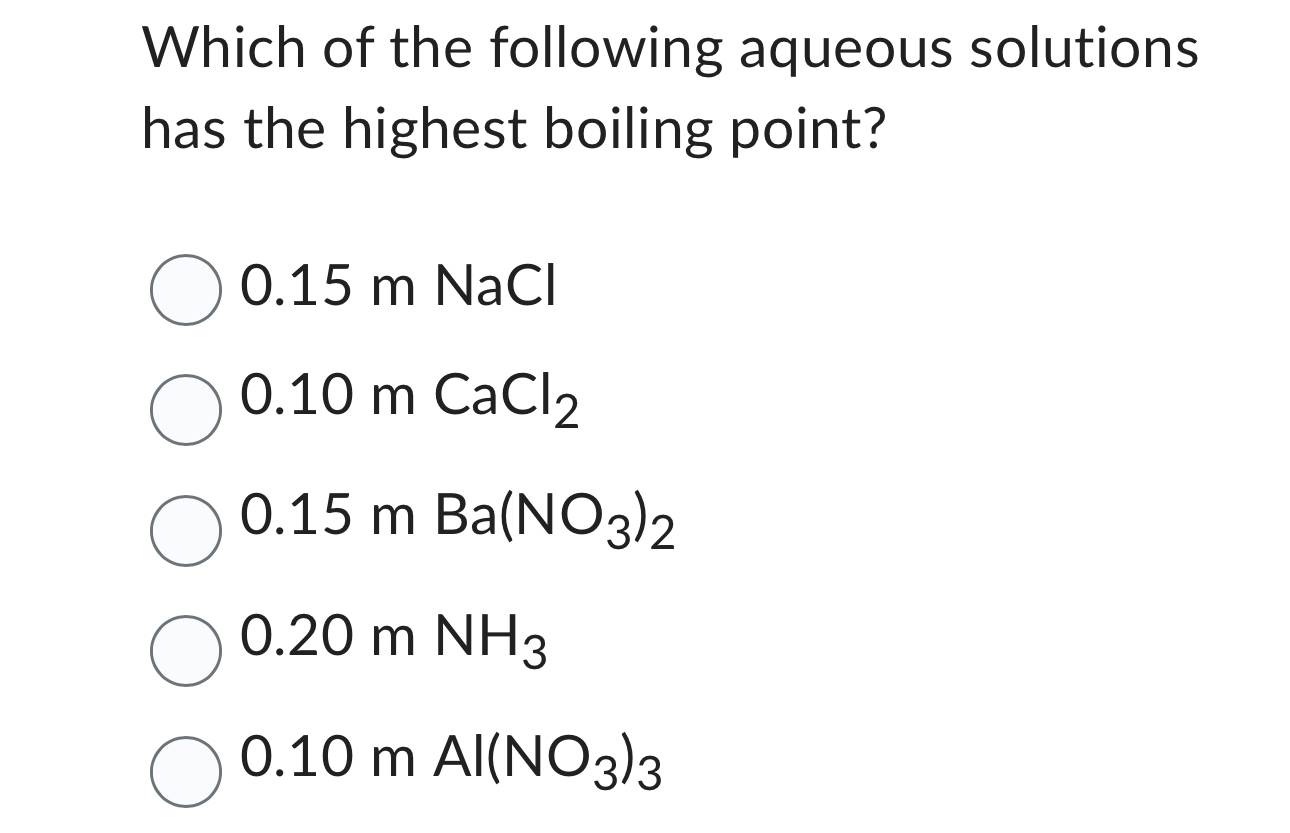Solved Which of the following aqueous solutions has the | Chegg.com