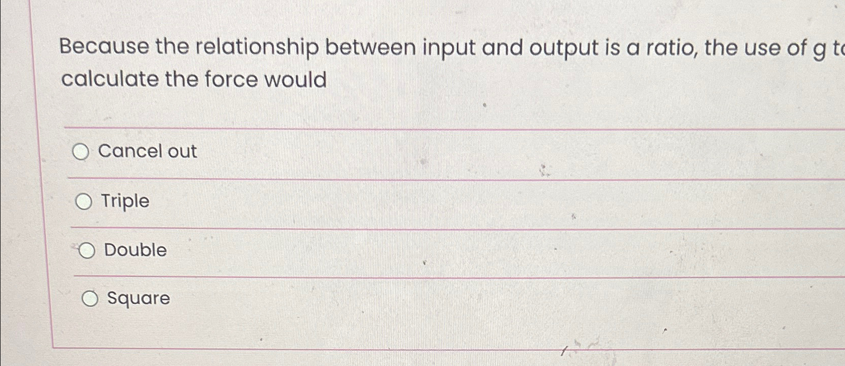 Solved Because the relationship between input and output is | Chegg.com