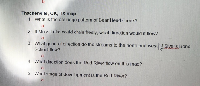 Solved Thackerville, OK, TX map 1. What is the drainage | Chegg.com