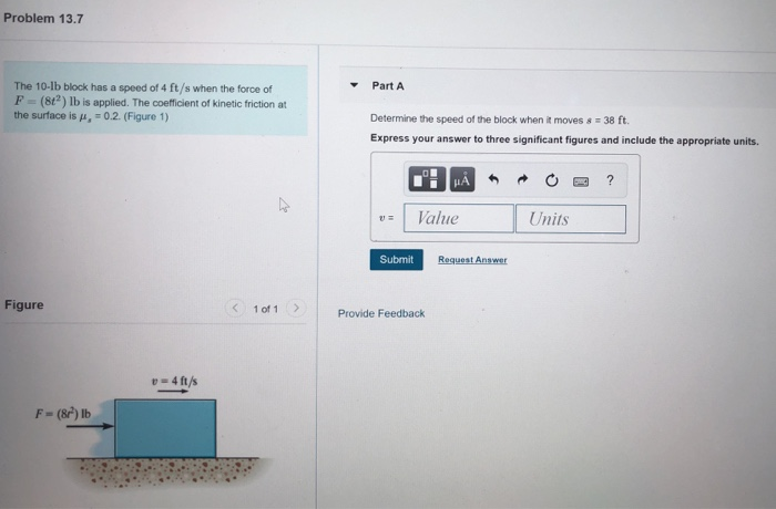 Solved Problem 13.7 The 10-lb block has a speed of 4 ft/s | Chegg.com