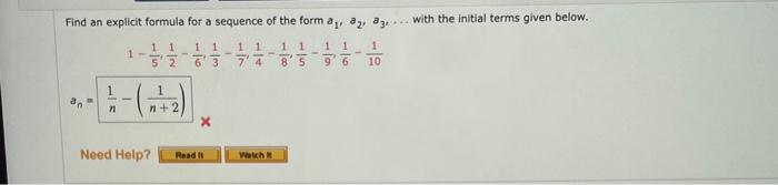 Solved Find An Explicit Formula For A Sequence Of The Form