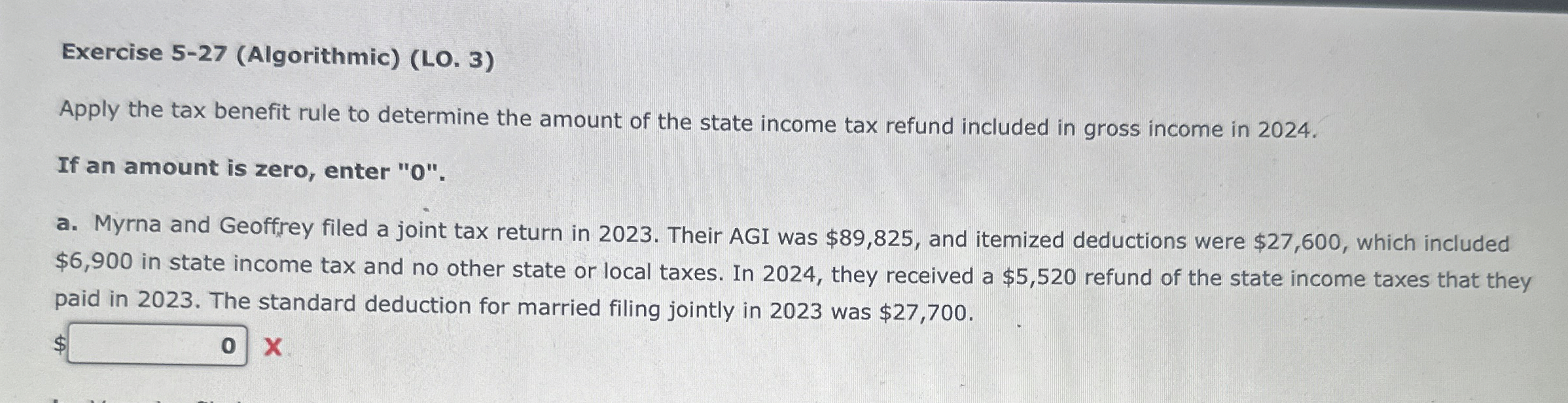 Exercise 5-27 (Algorithmic) (LO. 3)Apply the tax | Chegg.com