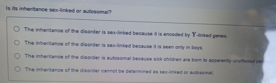 Solved Is its inheritance sex-linked or autosomal?The | Chegg.com