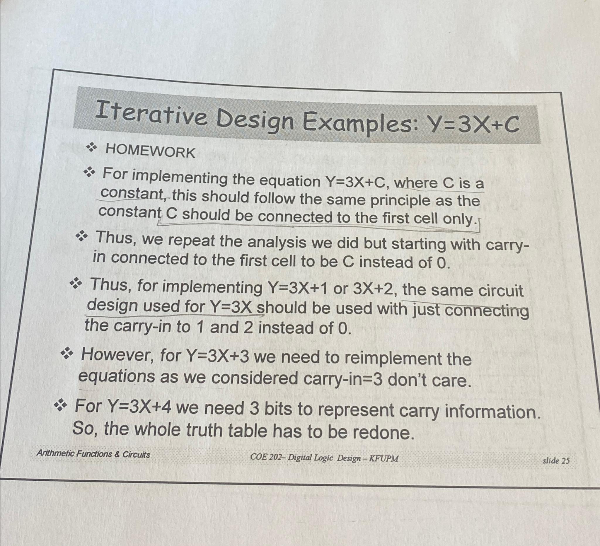 Solved Iterative Design Examples: Y=3x+CHOMEWORKFor | Chegg.com