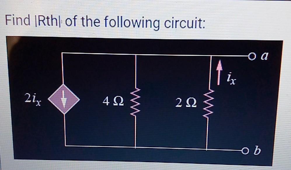 Solved Find |Rth) of the following circuit: oa ix W 2ix 422 | Chegg.com