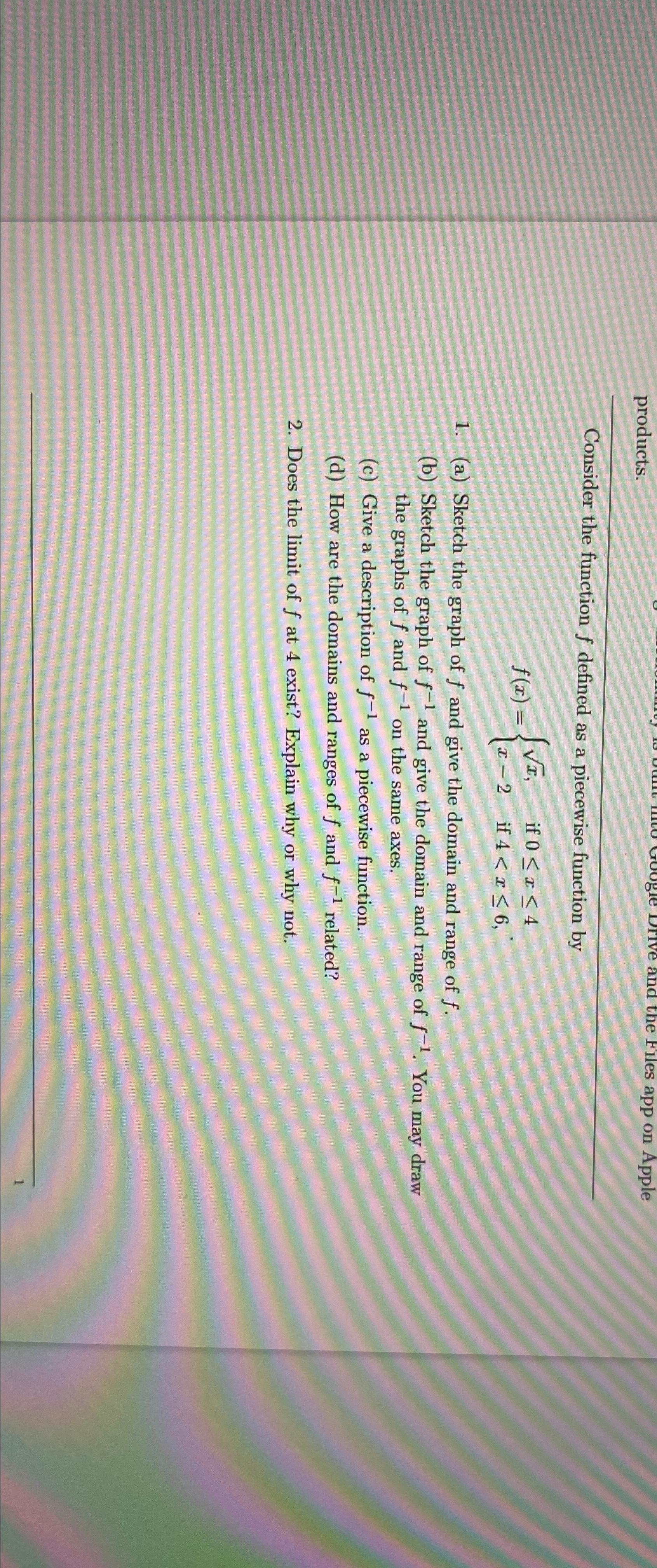 Solved products.Consider the function f ﻿defined as a | Chegg.com