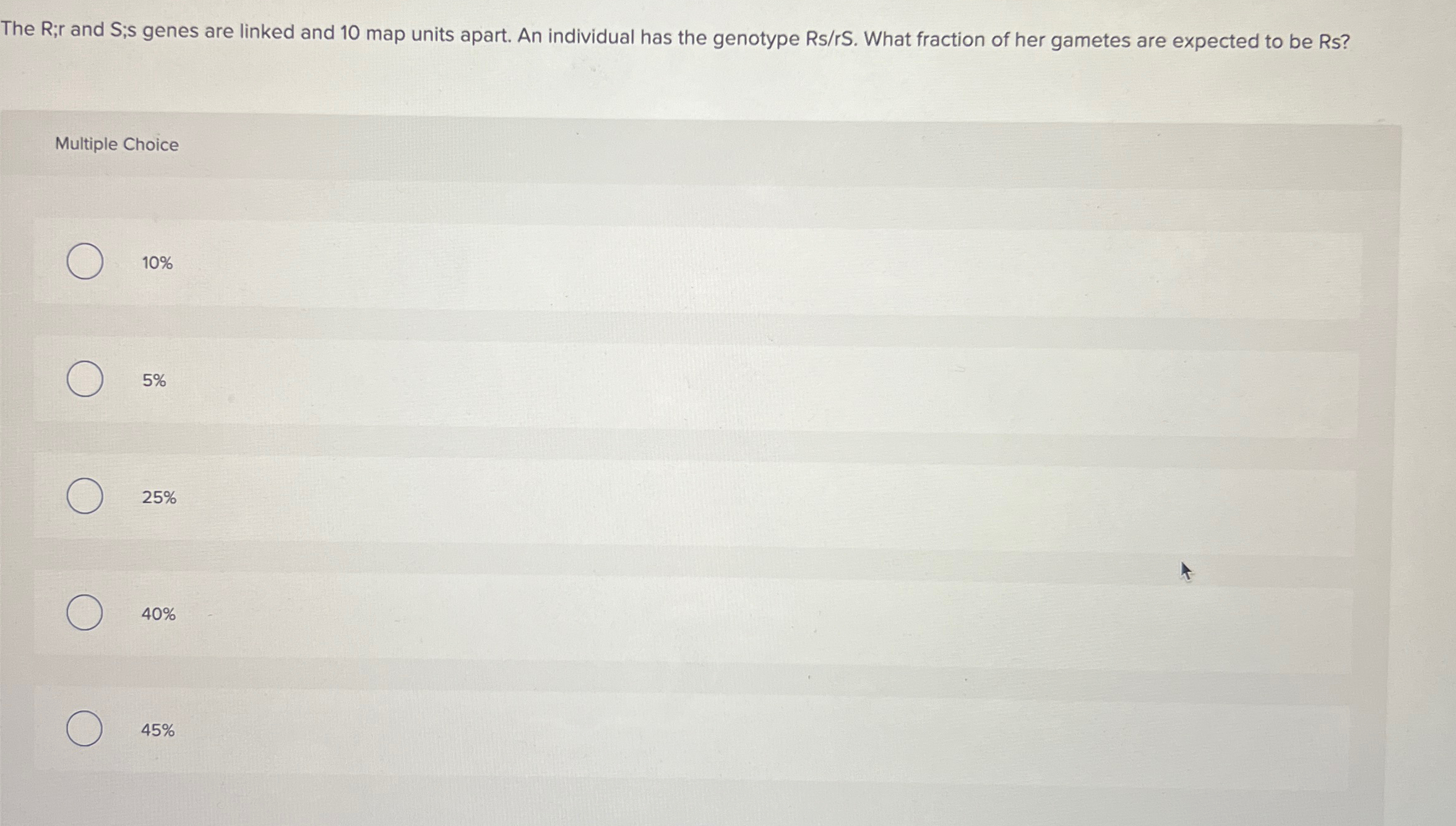 Solved The R;r ﻿and S;s genes are linked and 10 ﻿map units | Chegg.com