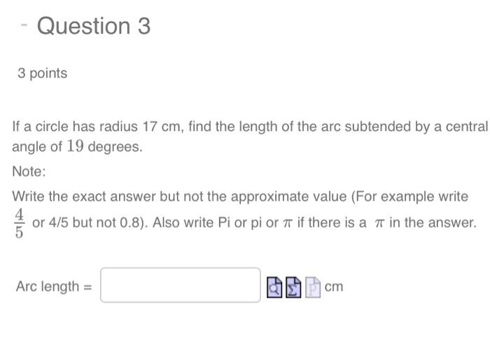 Solved If a circle has radius 17 cm, find the length of the | Chegg.com