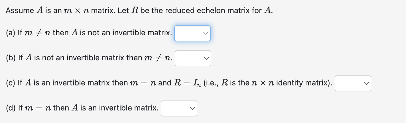 Solved Assume A is an m×n ﻿matrix. Let R be ﻿the reduced | Chegg.com