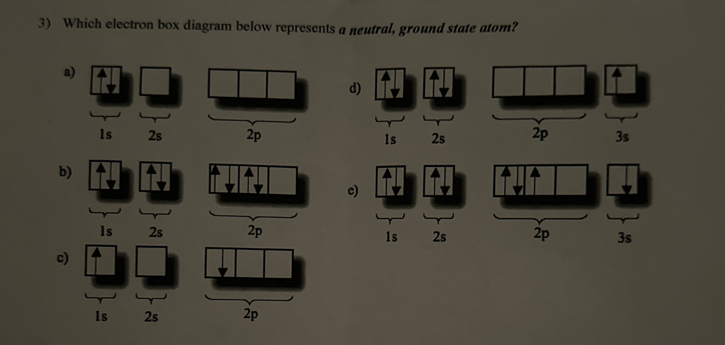 Solved Which electron box diagram below represents a | Chegg.com