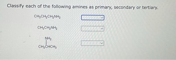 Solved Classify each of the following amines as primary, | Chegg.com