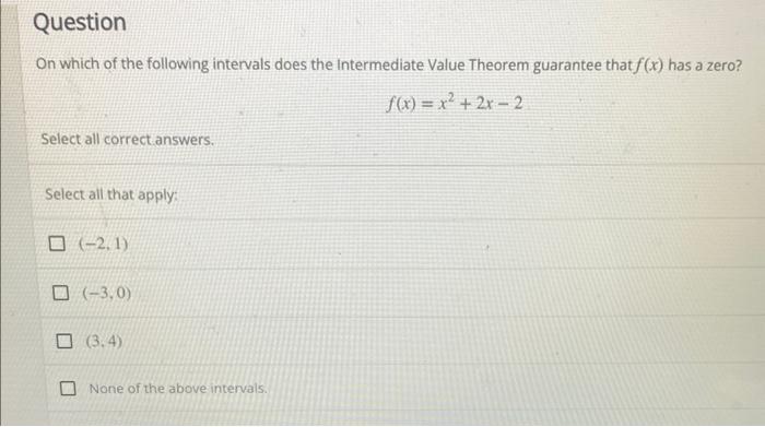 Solved On which of the following intervals does the | Chegg.com