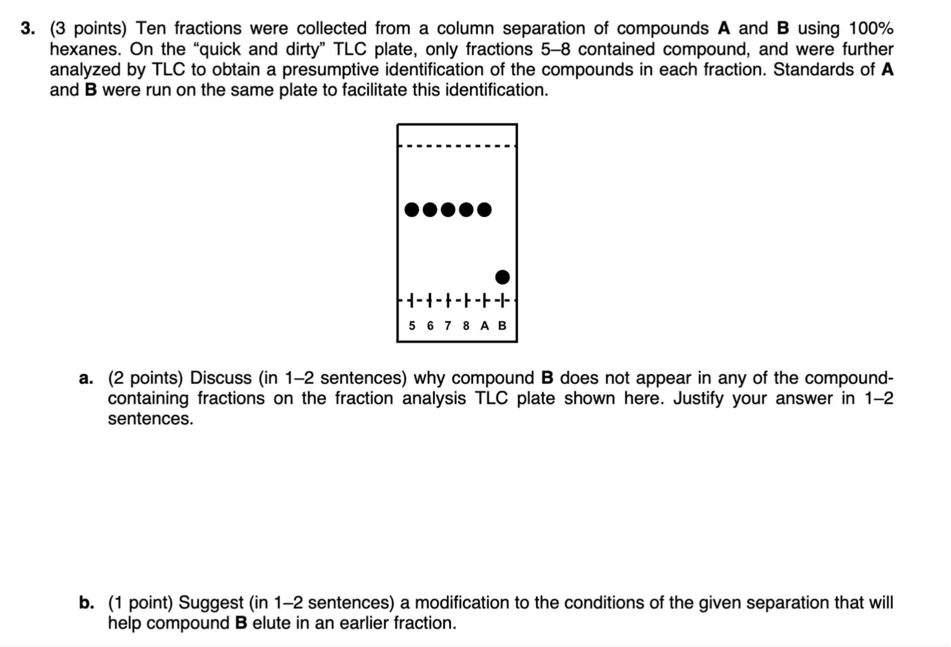 Solved 3. (3 ﻿points) ﻿Ten fractions were collected from a | Chegg.com