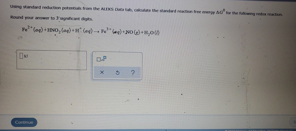 Solved using standard reduction potentials from the aleks | Chegg.com