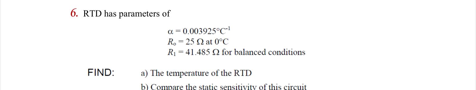 RTD has parameters | Chegg.com