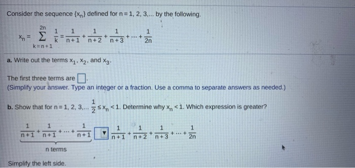 Solved Consider the sequence {Xn) defined for n=1, 2, 3,... | Chegg.com