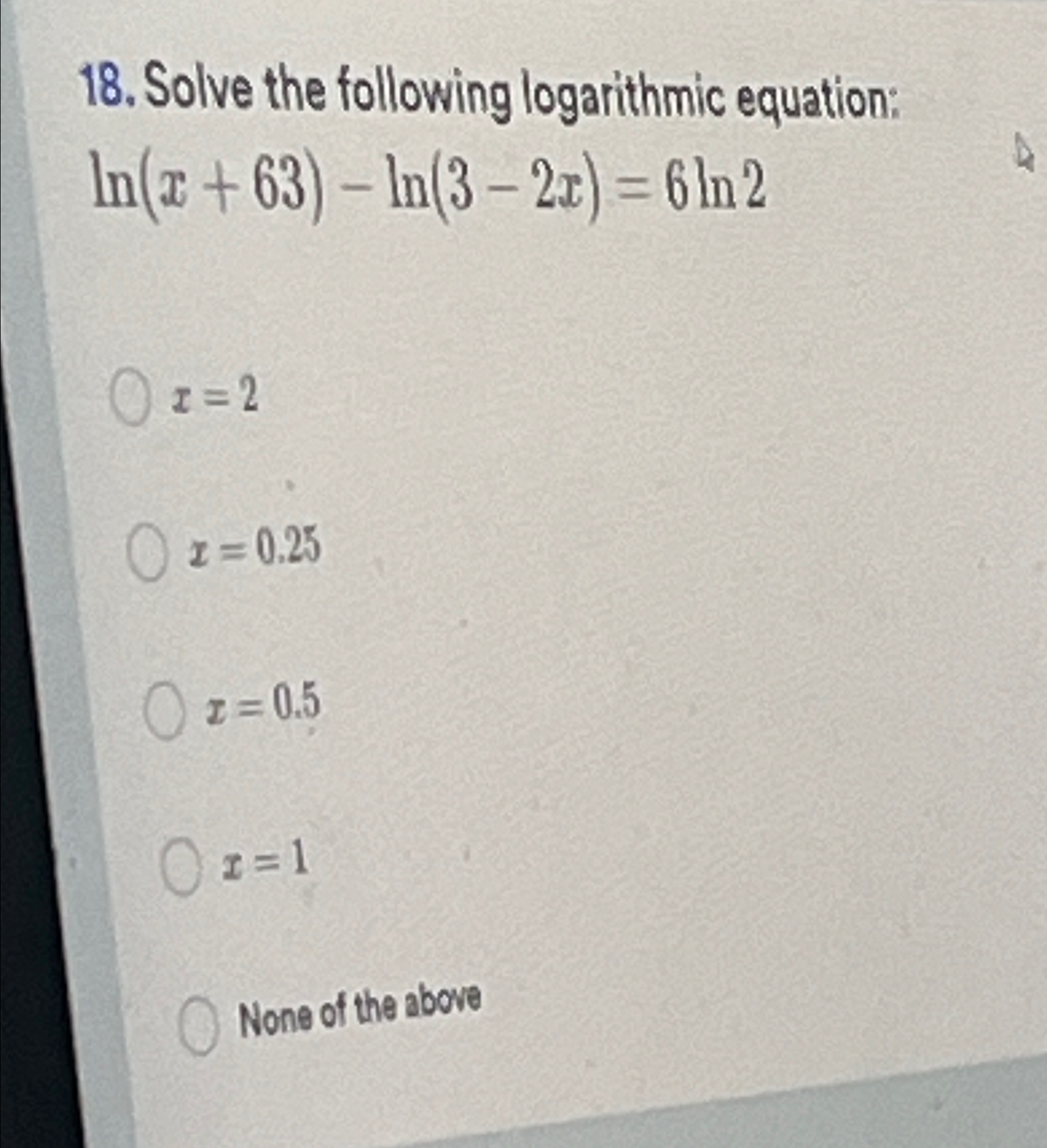 Solved Solve the following logarithmic | Chegg.com