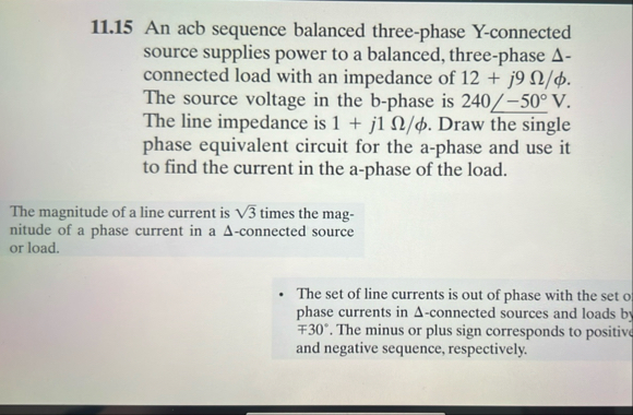Solved 11.15 ﻿An acb sequence balanced three-phase | Chegg.com