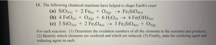 Solved (a) SiO2( s)+2Fe(s)+O2( g)→Fe2SiO4( s) (b) | Chegg.com