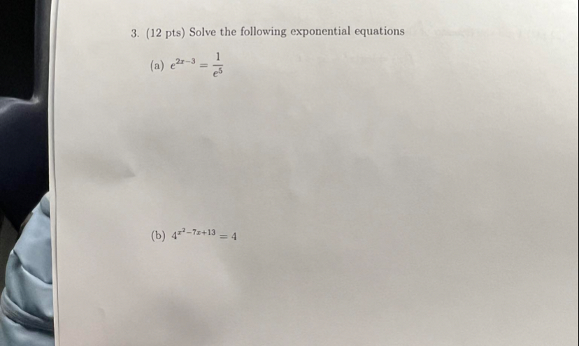 Solved (12 ﻿pts) ﻿Solve the following exponential | Chegg.com