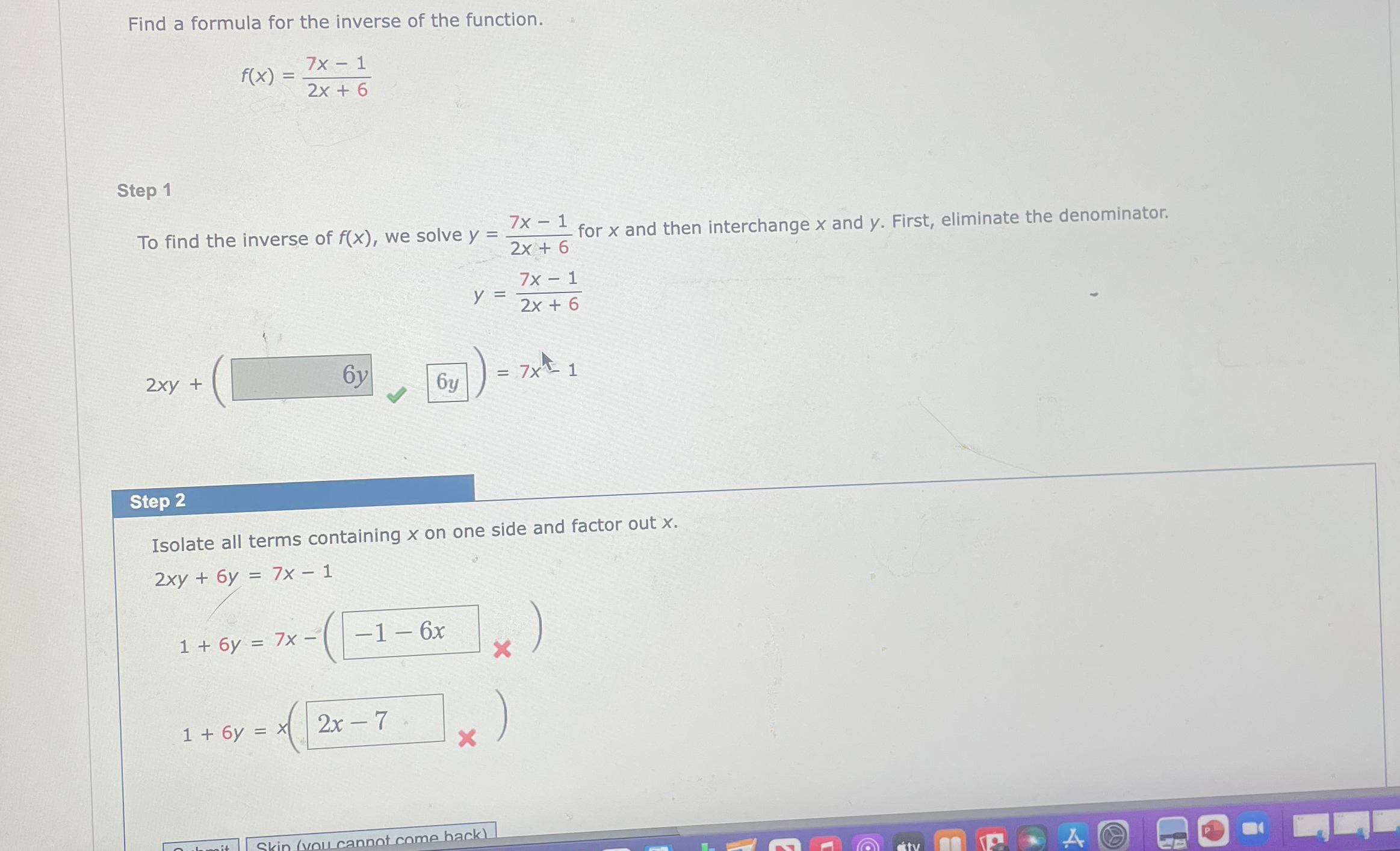 Solved Find a formula for the inverse of the | Chegg.com