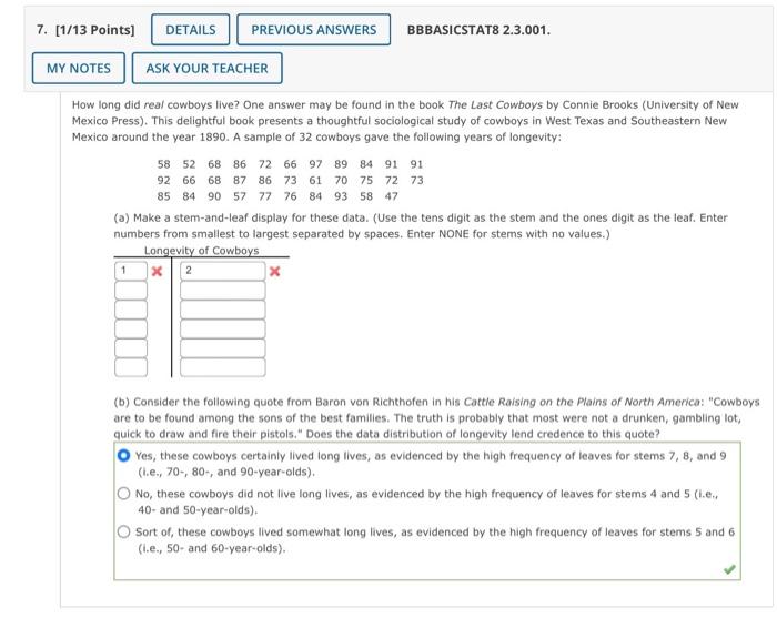 Solved How long did real cowboys live? One answer may be | Chegg.com