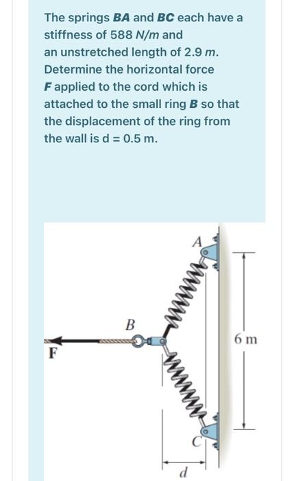 Solved The springs BA and BC each have a stiffness of 588 | Chegg.com
