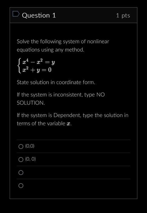 Solved Solve the following system of nonlinear equations | Chegg.com