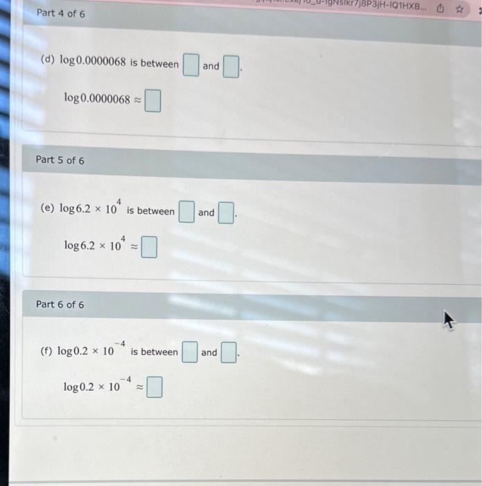Solved Estimate The Value Of Each Logarithm Between Two 
