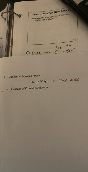 Solved 5. Consider the following reaction. CS2( g)+3O2( | Chegg.com