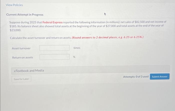 Solved View Policies Current Attempt in Progress Suppose | Chegg.com