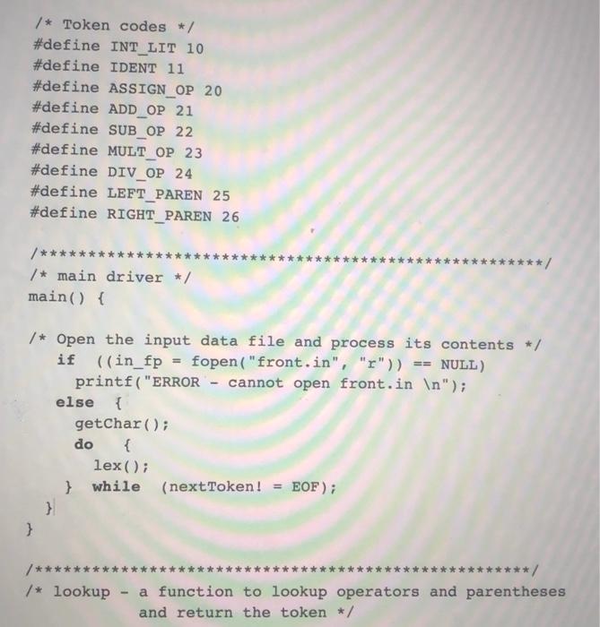 Convert the code implementing lexical analyzer (which | Chegg.com
