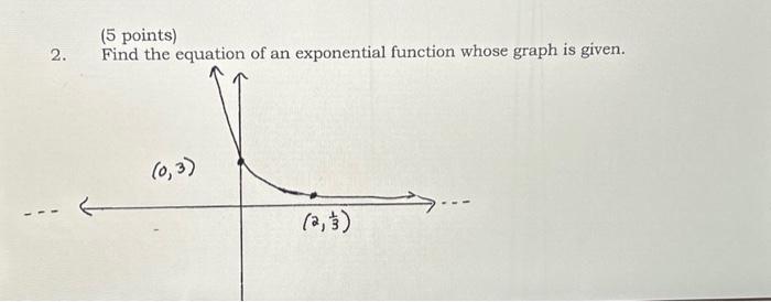 (5 points) Find the equation of an exponential | Chegg.com