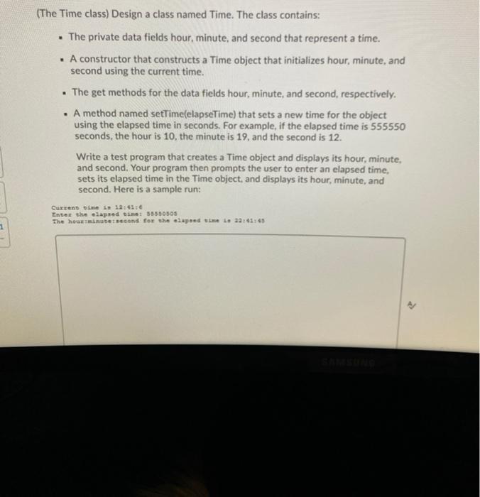 Solved The Time Class Design A Class Named Time The Class