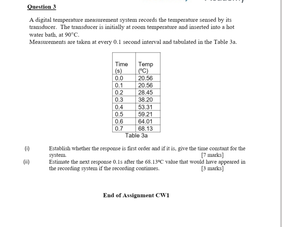 Solved Question 3A digital temperature measurement system | Chegg.com