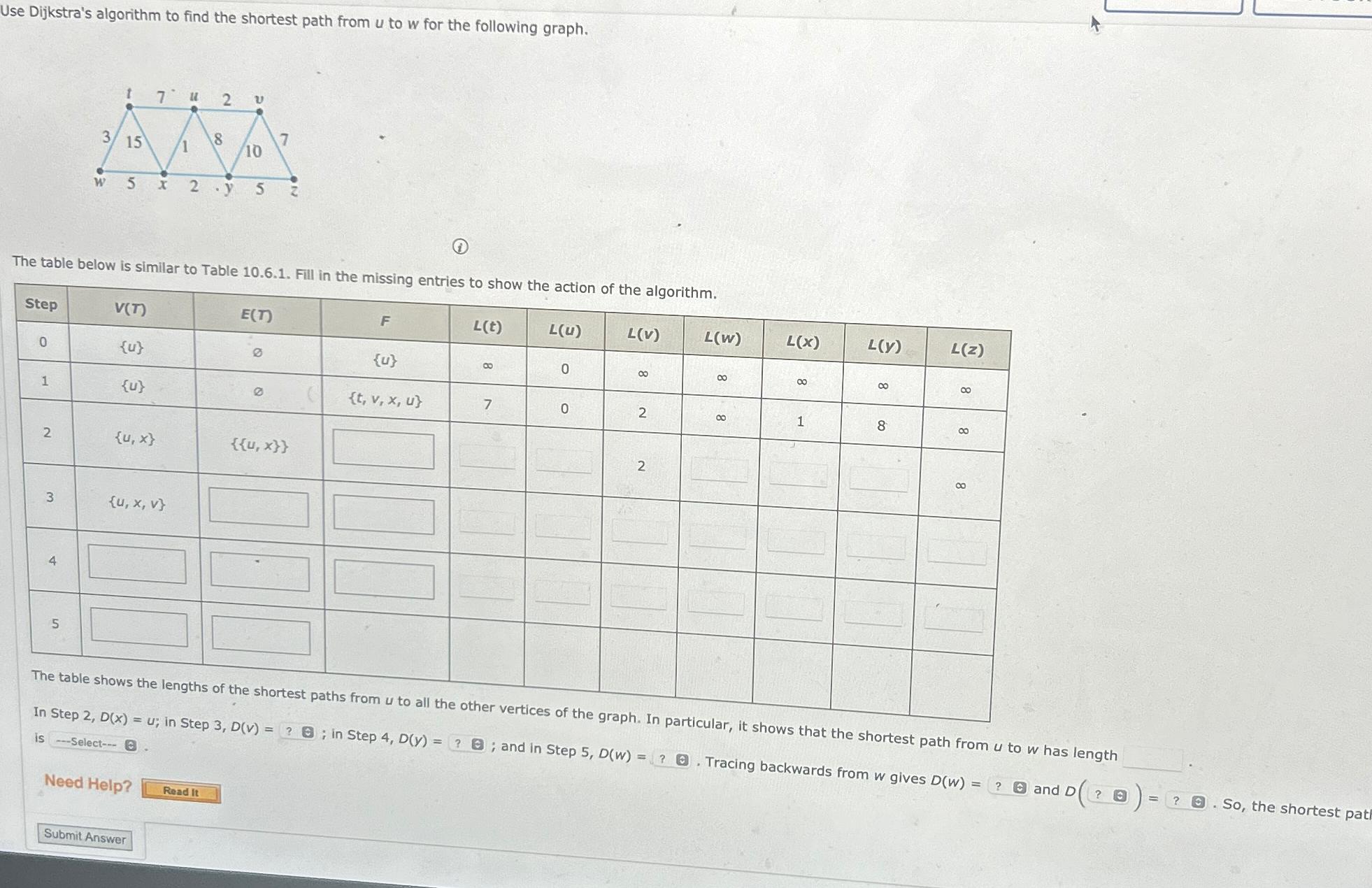 Solved Use Dijkstra's algorithm to find the shortest path | Chegg.com