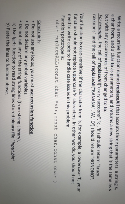 Solved Write a recursive function named replaceAll that | Chegg.com