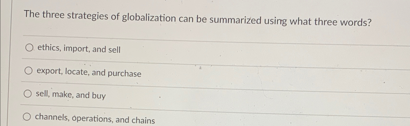 Solved The three strategies of globalization can be | Chegg.com