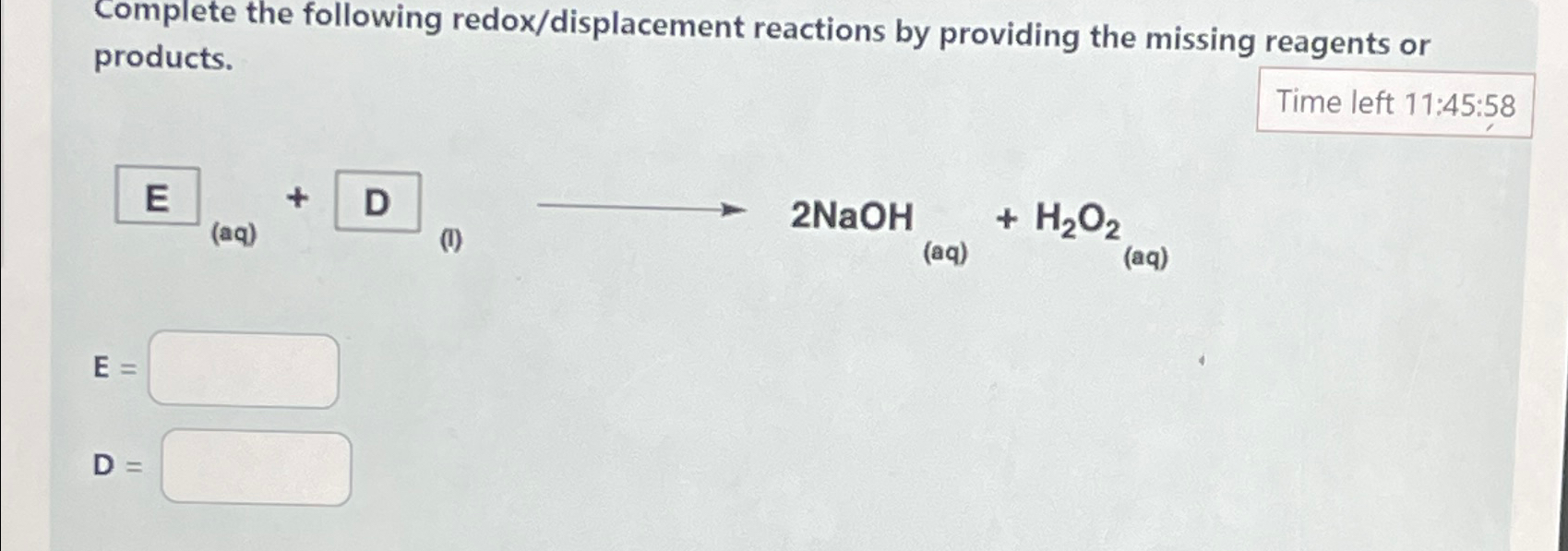 Solved Complete the following redox/displacement reactions | Chegg.com