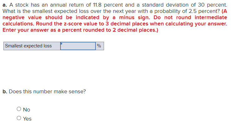 Solved a. ﻿A stock has an annual return of 11.8 ﻿percent and | Chegg.com