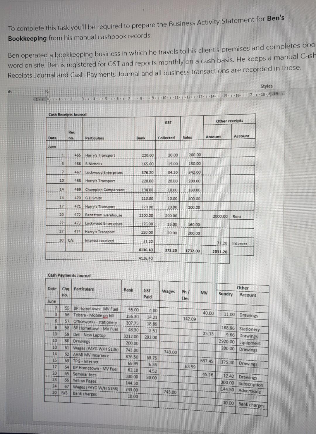 To complete this task you’ll be required to prepare | Chegg.com