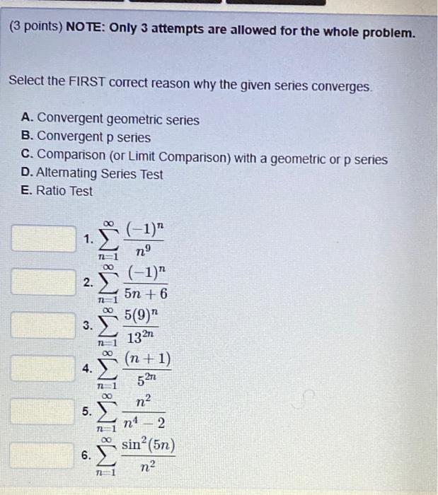 Solved (3 points) NOTE: Only 3 attempts are allowed for the | Chegg.com