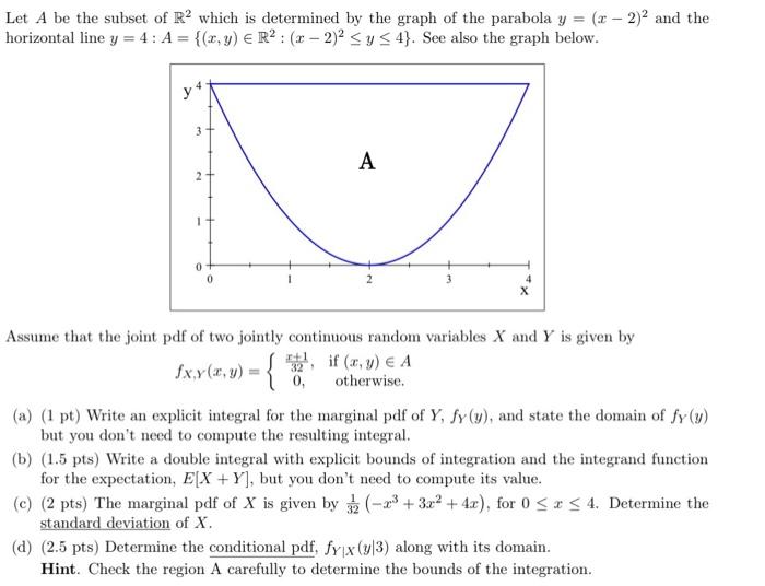 Solved Let A be the subset of R2 which is determined by the | Chegg.com